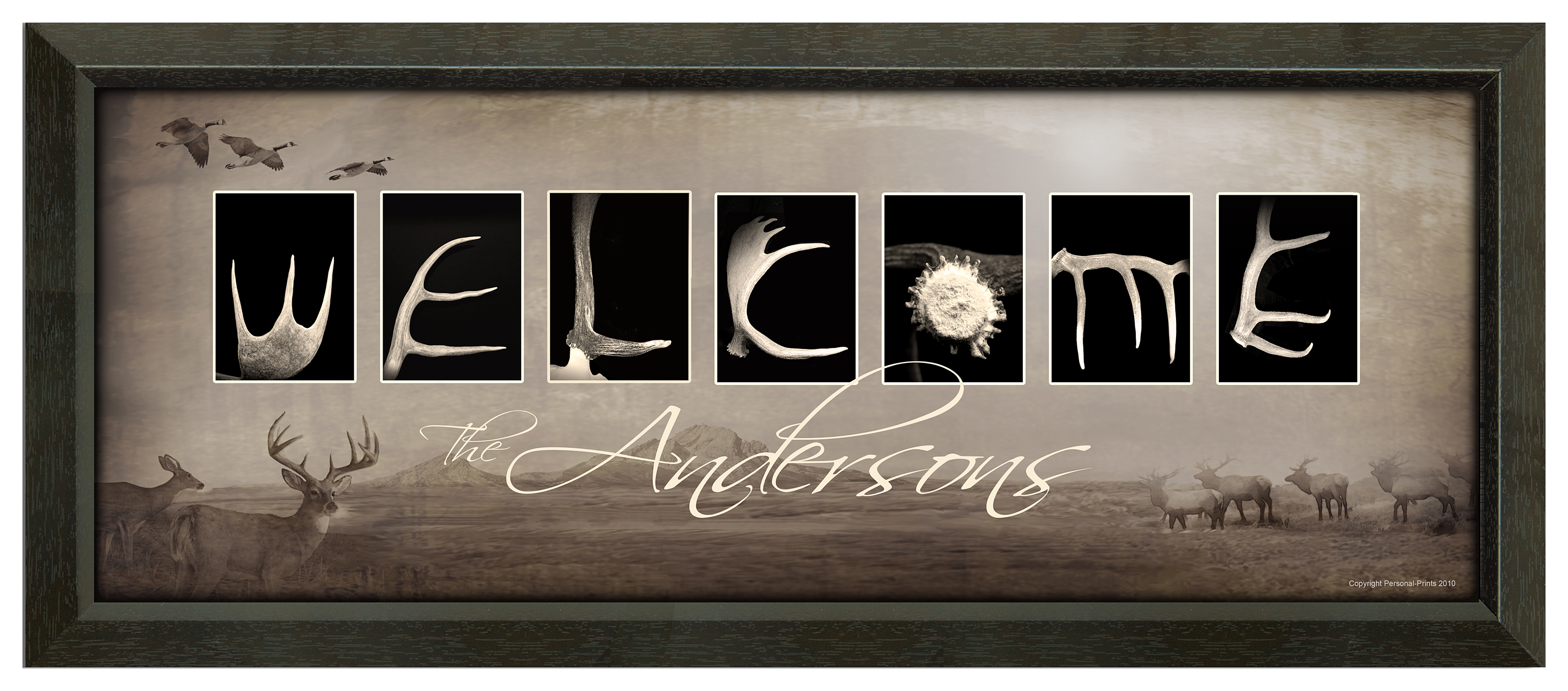 Antler Welcome Sign Personalized Framed Artwork | Bass Pro Shops